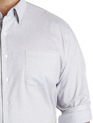 OAK HILL PREMIUM BY DXL Big & Tall Textured Check Patterned Dress Shirt - White