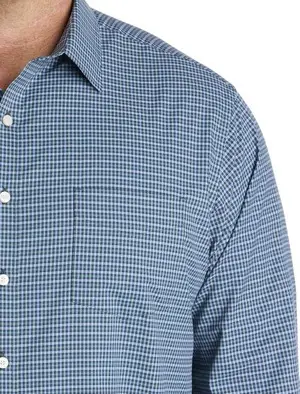 UNTUCKIT FIT BY DXL Big & Tall Delune Plaid Performance Sport Shirt - Blue