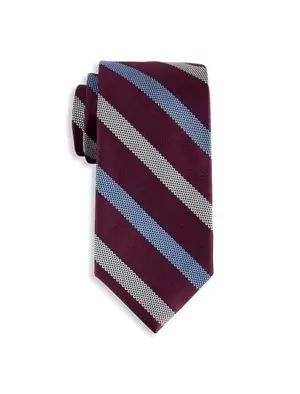Michael Kors Jalan Striped Neck Tie - Burgundy