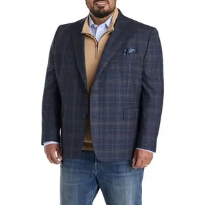 TALLIA Big & Tall Plaid Sport Coat - Navy