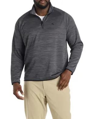 Tommy Bahama Big & Tall Palm Pro 1/4-zip Pullover - Black