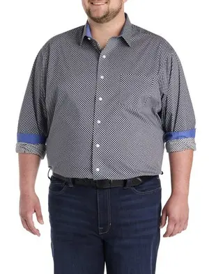 SYNRGY BY DXL Big & Tall Star Patterned Performance Dress Shirt