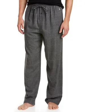 Polo Ralph Lauren Big & Tall Windowpane Plaid Flannel Pants - Grey