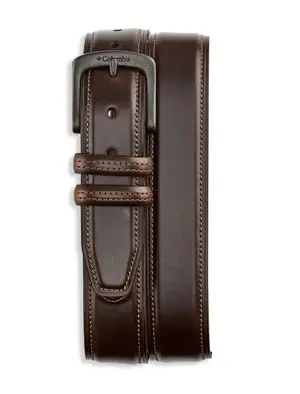 Columbia Drop Edge Leather Belt - Brown