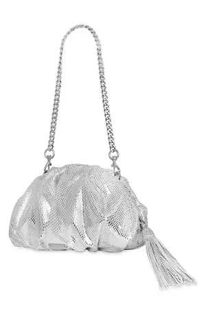 Rebecca Minkoff Small Ruched Metallic Clutch - Silver