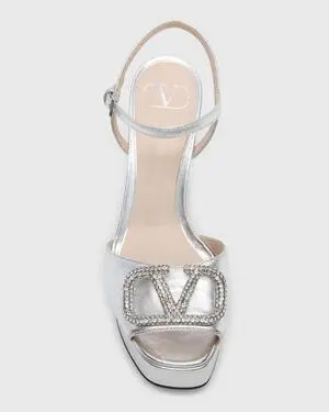 Valentino Garavani 115mm Vlogo Signature Platform Sandals - Silver
