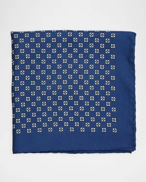 Brunello Cucinelli Men's Geometric Silk Pocket Square C007