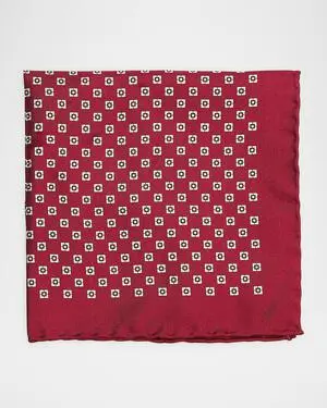 Brunello Cucinelli Geometric Silk Pocket Square - Red