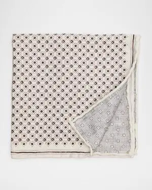 Brunello Cucinelli Double-face Geometric Silk Pocket Square - Beige