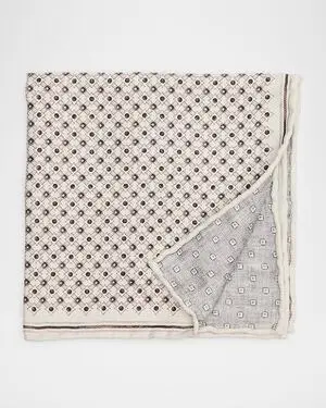 Brunello Cucinelli Men's Double-Face Geometric Silk Pocket Square C009