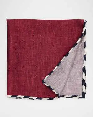 Brunello Cucinelli Men's Double-Face Stripe-Trim Silk Pocket Square C003
