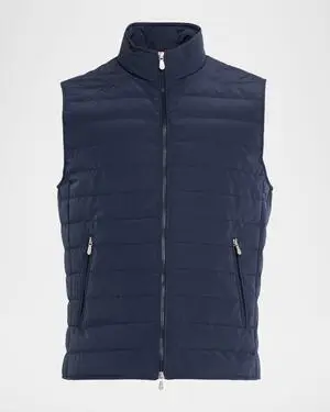 Brunello Cucinelli Brunello Cucinelli Bonded Nylon Down Vest - Cir70 Blue