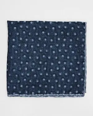 Brunello Cucinelli Men & Apos;s Geometric Circle Silk Pocket Square C2425