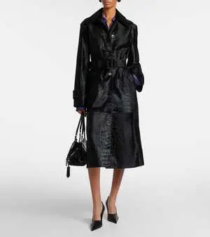 JOSEPH Auger Croc-effect Calf Hair Coat