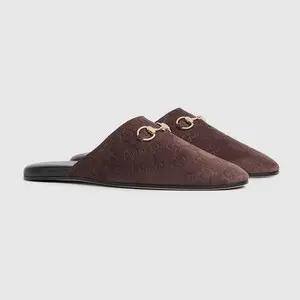 Gucci Gg Suede Mule With Horsebit