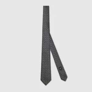 Gucci Horsebit Silk Jacquard Neck Tie - Black