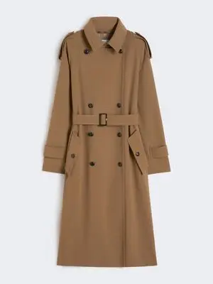 Max Mara Water-repellent Wool Gabardine Trench Coat - Brown