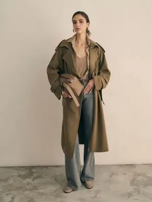 Max Mara Water-repellent Wool Gabardine Trench Coat - Brown