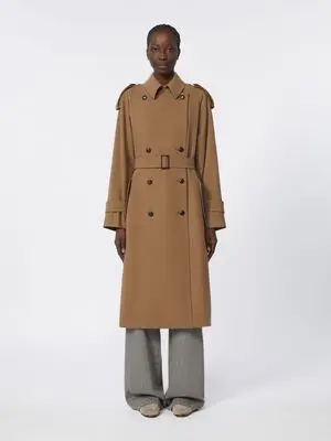 Max Mara Water-repellent Wool Gabardine Trench Coat