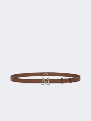 Max Mara Natural Leather Monogram Belt - Brown