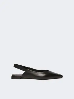 Max Mara Nappa Leather Flat Slingbacks - Black