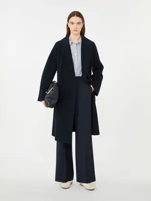 Max Mara Double-faced Wool-blend Midi Robe Coat - Navy