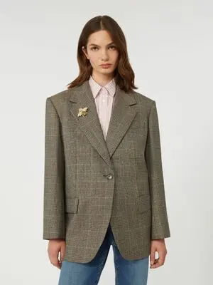 Max Mara Glen Plaid Wool Blazer