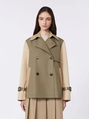 Max Mara Cropped Water-repellent Gabardine Trench Coat - Mud