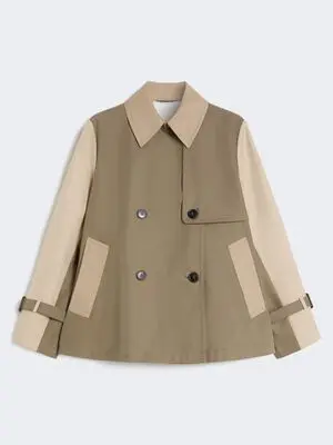 Max Mara Cropped Water-repellent Gabardine Trench Coat - Mud