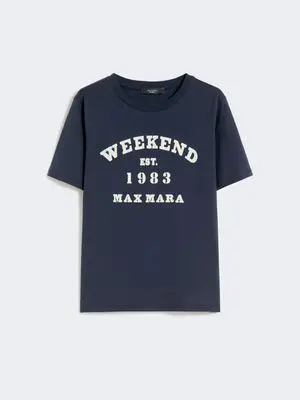 Max Mara Cotton Jersey T-shirt With Graphic - Navy