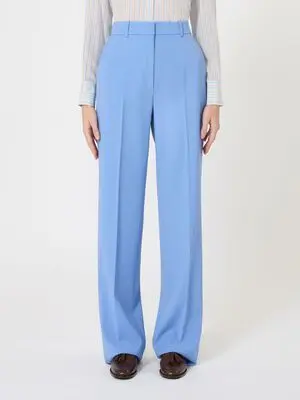 Max Mara Wool Crepe Straight Trousers - Light Blue