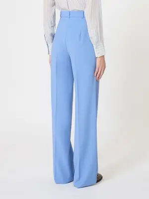 Max Mara Wool Crepe Straight Trousers - Light Blue