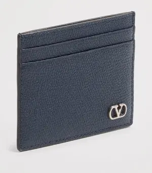 Valentino Garavani Leather Vlogo Signature Card Holder - Blue