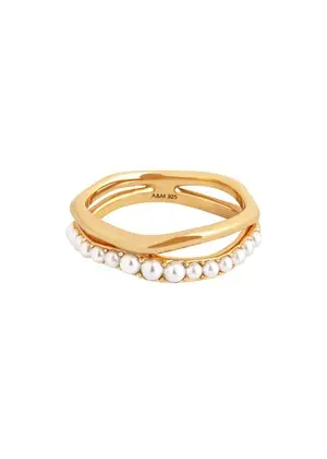 ASTRID & MIYU Molten Illusion Pearl Ring - Gold