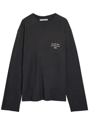 Acne Studios Logo Long Sleeve Cotton-blend T-shirt - Black