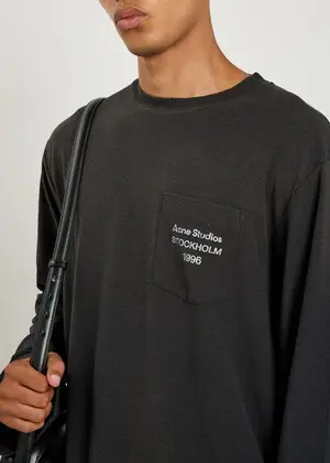 Acne Studios Logo Long Sleeve Cotton-blend T-shirt - Black