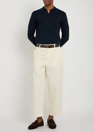 AURELIEN Wool Polo Shirt - Navy