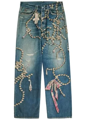 Acne Studios Printed Denim Jeans - Mid Blu