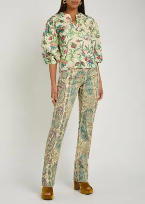 Etro Floral-print Cotton-poplin Top