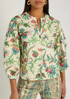 Etro Floral-print Cotton-poplin Top