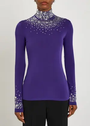 Rabanne Stud-embellished Stretch-jersey Top