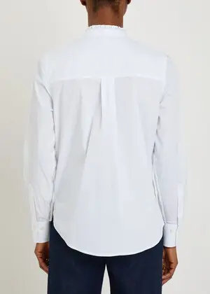 Veronica Beard Bays Frill Cotton-blend Poplin Shirt