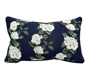 VALERIE PARR HILL Navy Hydrangea Lumbar Indoor/outdoor Throw Pill Ow Valerie - One-color