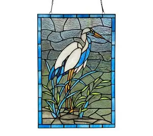 RIVER OF GOODS 18'h Blue Stained Glass Nature W Indow Panel - One-color