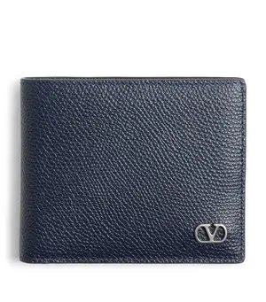 Valentino Garavani Leather Vlogo Signature Bifold Wallet - Blue