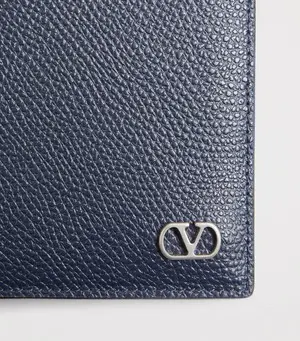 Valentino Garavani Leather Vlogo Signature Bifold Wallet - Blue