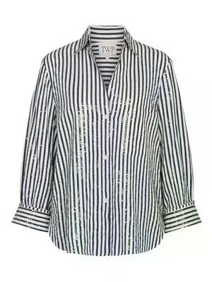TWP Striped Sequin Embellished Shirt