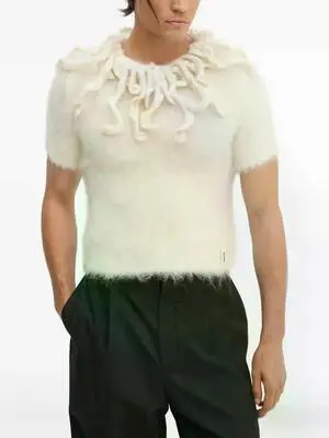 Sunnei Ruffled Short-sleeve T-shirt - Neutrals