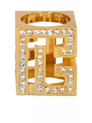 Balmain 3d Rhinestone Cube Ring - Gold