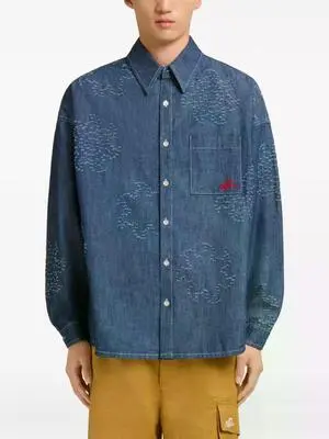 Marni Sun-detail Long-sleeved Shirt - Blue